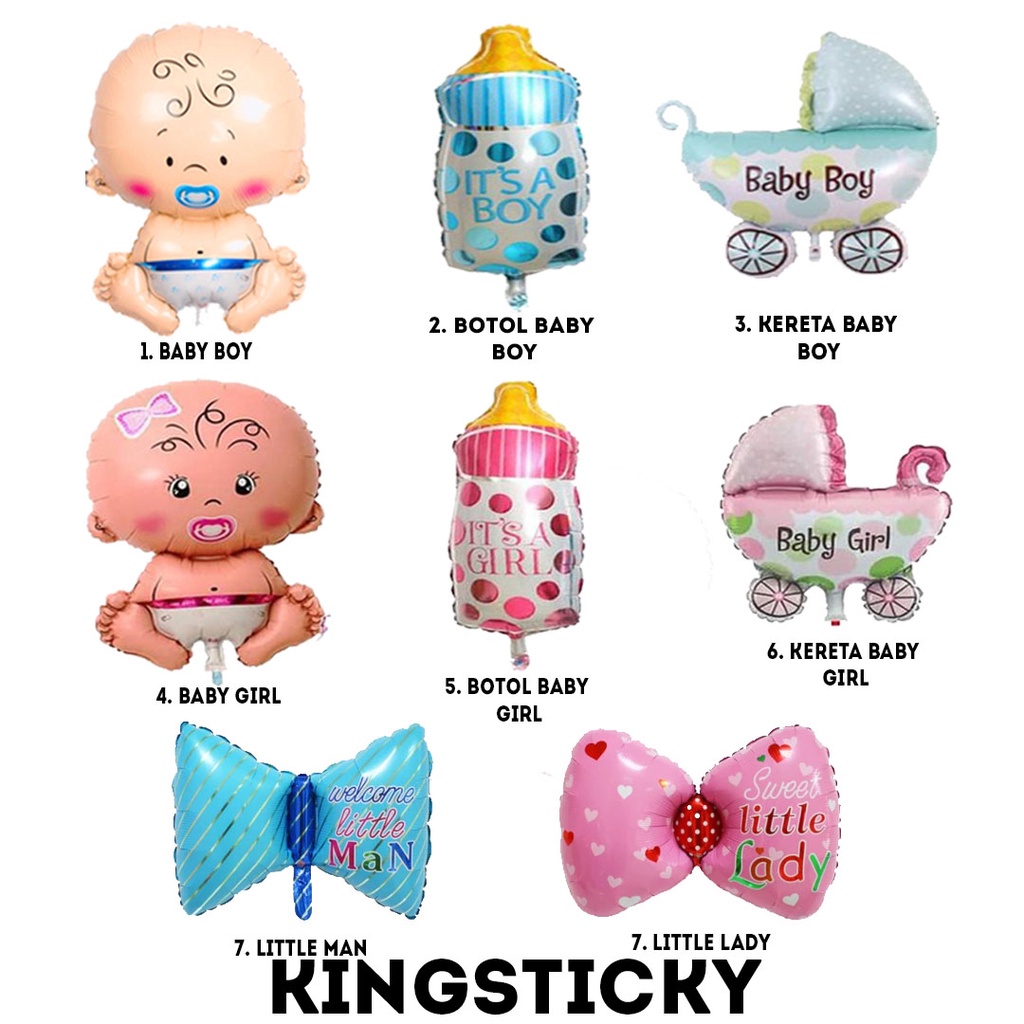 Jual Kingsticky - Balon Foil Karakter Baby Boy Dan Girl Large Size 80 ...
