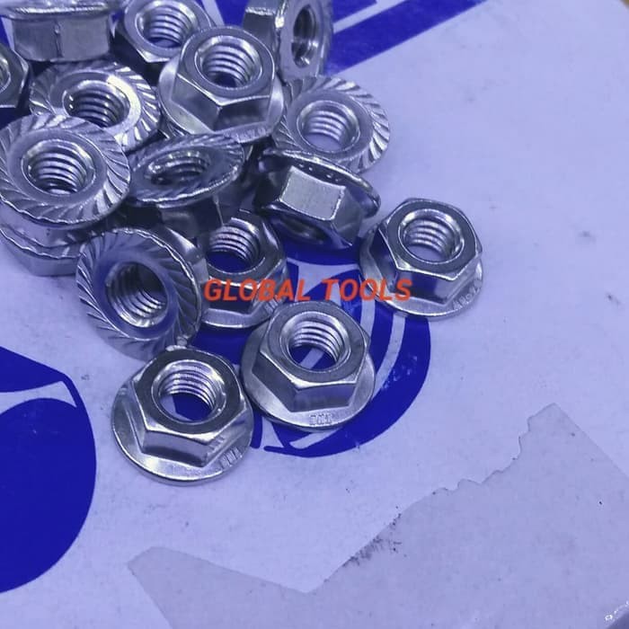 Jual Flange nut stainless m8 kunci 13 mur topi m8 mur 12 baut 12 ss 304 THE | Shopee Indonesia