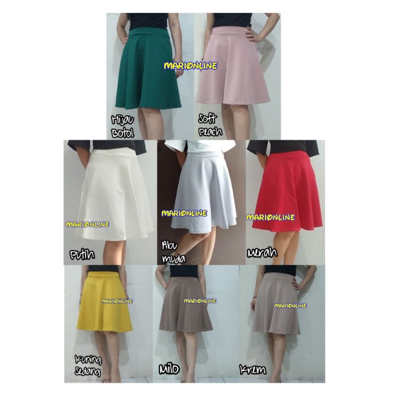 Jual Rok Flare Scuba Rok Polos Lebar | Shopee Indonesia