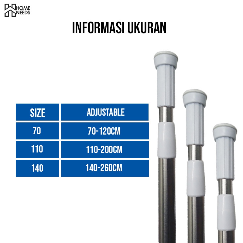 Jual Homeneeds Tiang Fleksibel Tiang Gorden Tiang Jemuran Stainless Penyangga Multifungsi MYG ...
