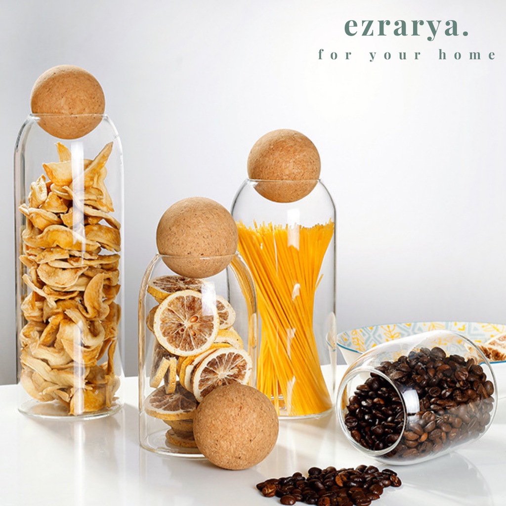 Jual Toples Kaca Borosilicate Storage Jar Transparan Cork Gabus ...