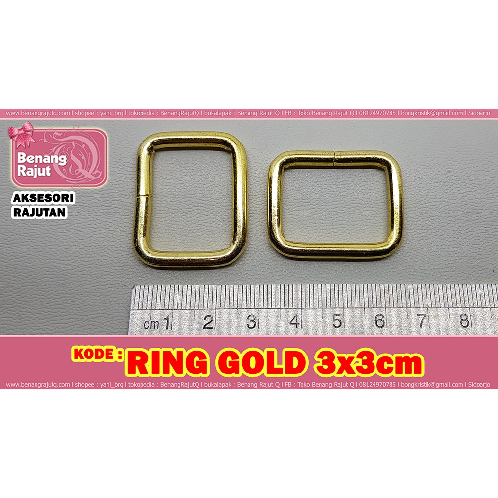 Jual RING KOTAK GOLD 2,5cm AKSESORIS TAS | Shopee Indonesia