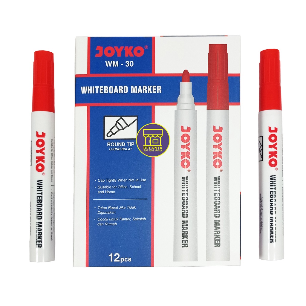 Jual JOYKO WHITEBOARD MARKER MERAH WM-30 / HARGA SATUAN | Shopee Indonesia