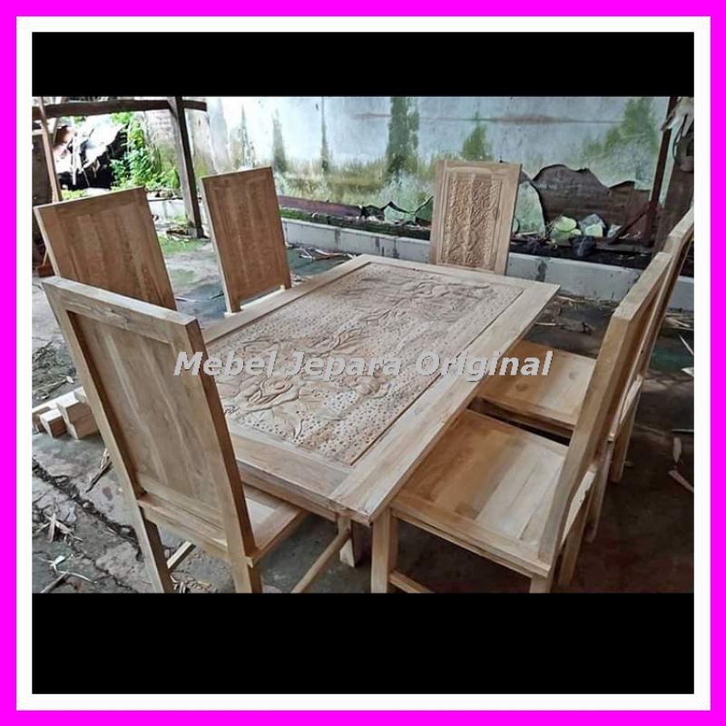 Jual Meja makan ukir - Meja makan kursi 6 minimalis furniture kayu jati ...