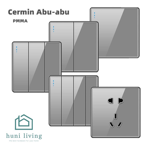 Jual Saklar / Sakelar Lampu Abu Glossy 1/2/3 Gang Electrical Switch ...