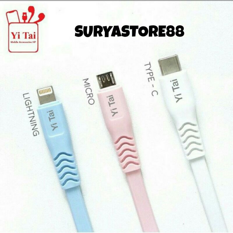 Jual KABEL DATA TYPE C FAST CHARGING 3A YITAI YT-100-DATA CABEL TYPE C ...