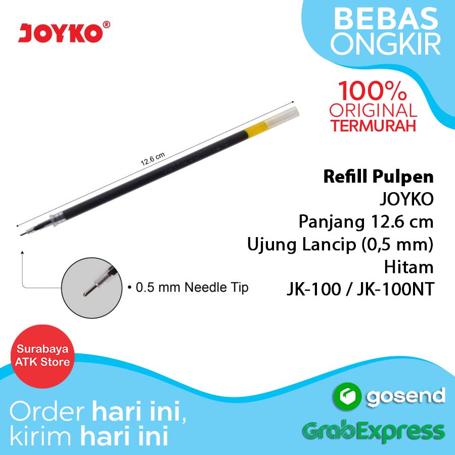 Jual Isi Pulpen Gel Joyko GPR-203 0.5 mm Gel Pen Refill Isi Ulang Pena ...