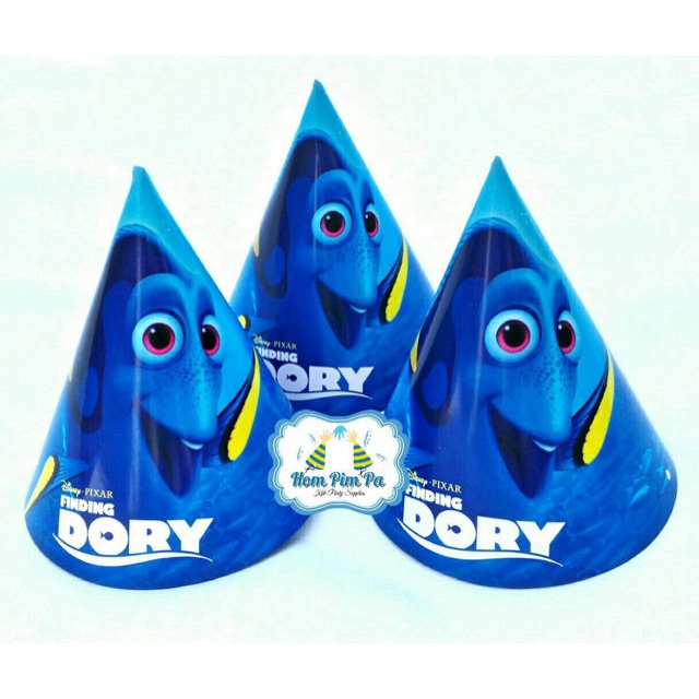 Jual Topi ulang tahun kerucut finding dory / topi ultah finding dori ...