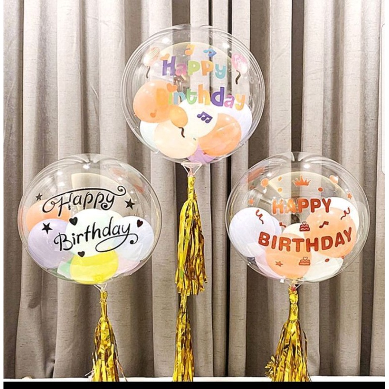 Jual Stiker Balon Transparan Tulisan Happy Birthday | Stiker Balon PVC ...