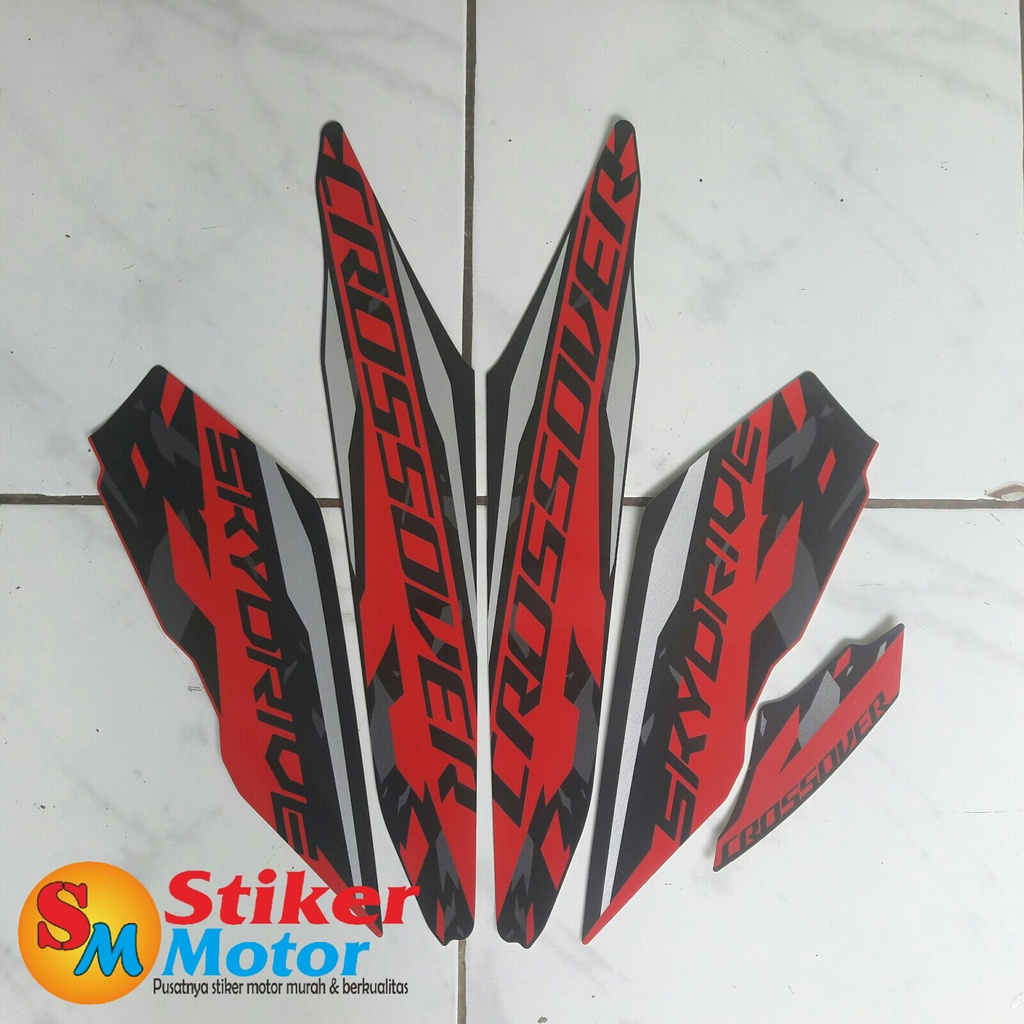 Jual STRIPING STICKER SUZUKI SKYDRIVE CROSSOVER 115 2021 HITAM-MERAH ...