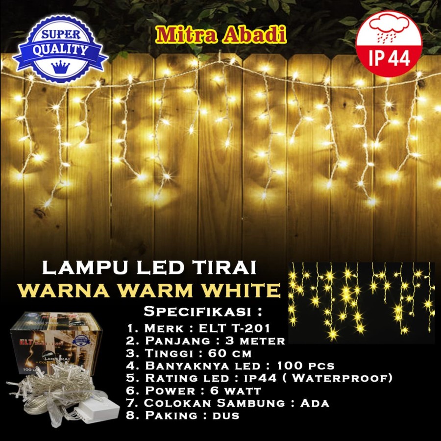 Jual Lampu Natal Tirai LED 100 LED 3 Meter | Shopee Indonesia