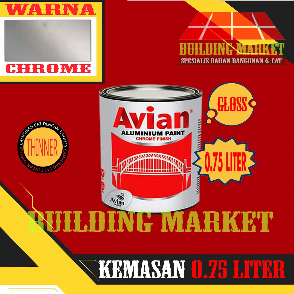 Jual CAT ALUMINIUM CHROME AVIAN ALUMUNIUM AVIAN SILVER ALUMINIUM 0.75 ...