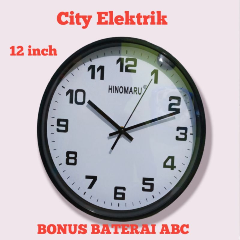 Jual JAM DINDING HINOMARU 12 INCH ( BONUS BATERAI ABC ) | Shopee Indonesia
