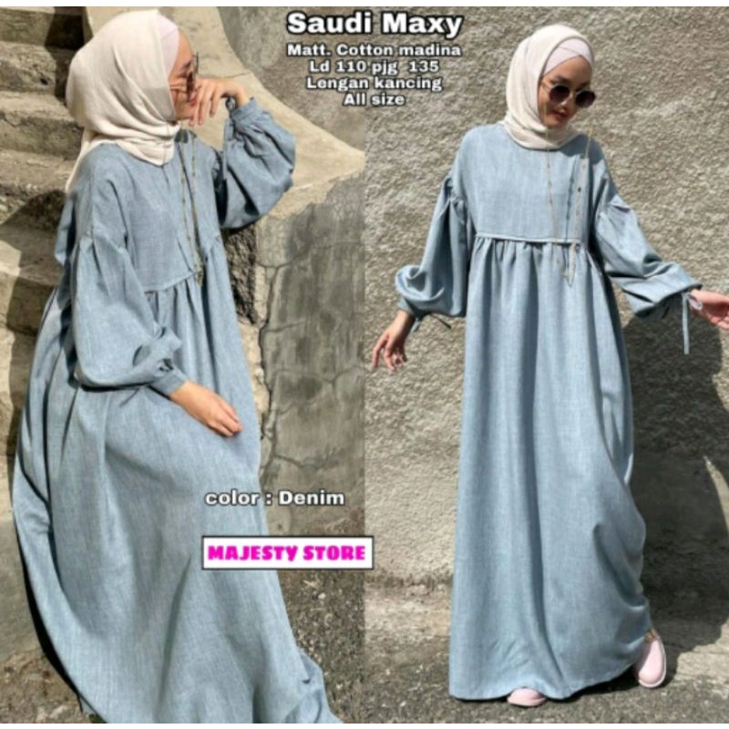 Jual Gamis lengan balon kekinian Saudi Maxy Best Seller ori majesty ...