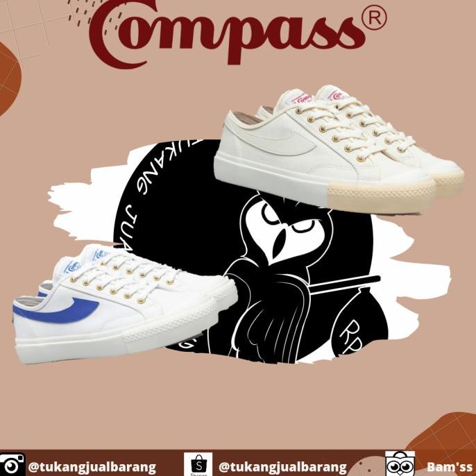 Jual SEPATU COMPASS GAZELLE LOW WHITE CREAM LOW WHITE BLUE COMPASS ...
