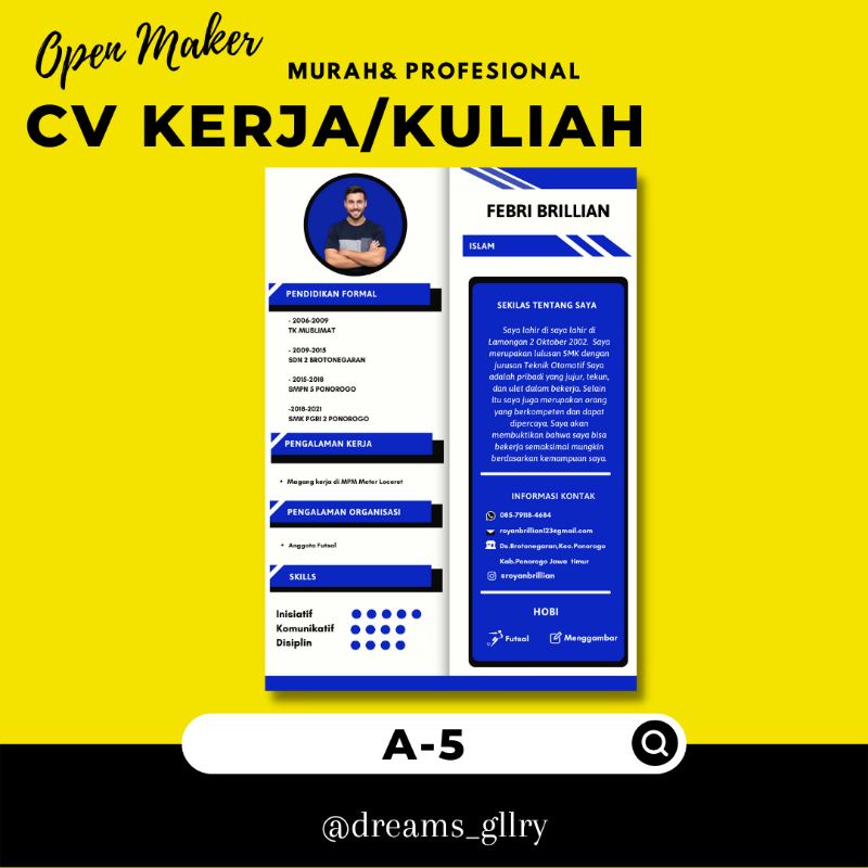 Jual cv/jasa buat cv/desain cv/cv kerja/cv kuliah | Shopee Indonesia