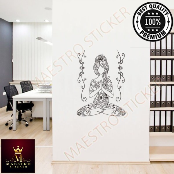 Jual Wall Sticker Meditasi Yoga Batik Dinding Kaca Pintu Kamar Stiker ...