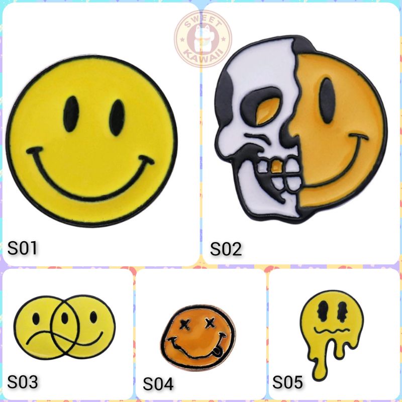 Jual Bros Pin Gambar Smiley Kuning Emoticon | Shopee Indonesia