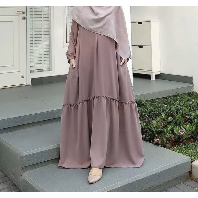 Jual Gamis polos rempel serut dress polos simpel bahan itycrep premium ...
