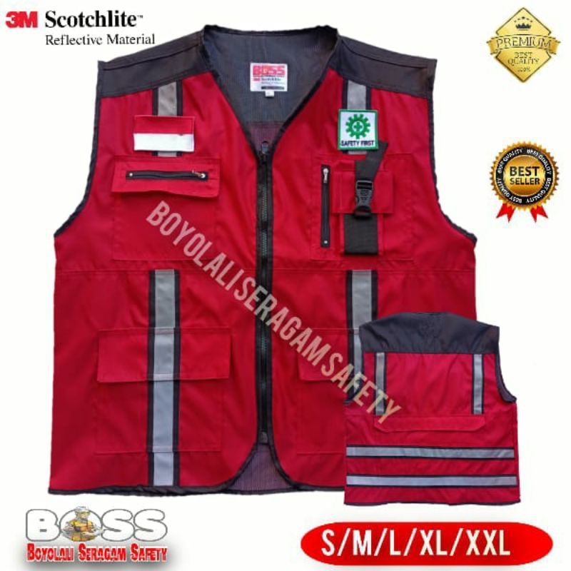 Jual ROMPI SAFETY VEST HSE MERAH HITAM-ROMPI SAFETYJAPAN DRILL 3M ...