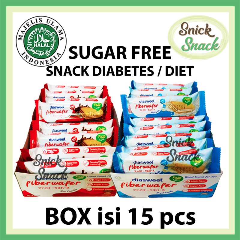 Jual Wafer Sugar Free Snack Diabetes Diasweet Fiber wafer Box isi 15 ...