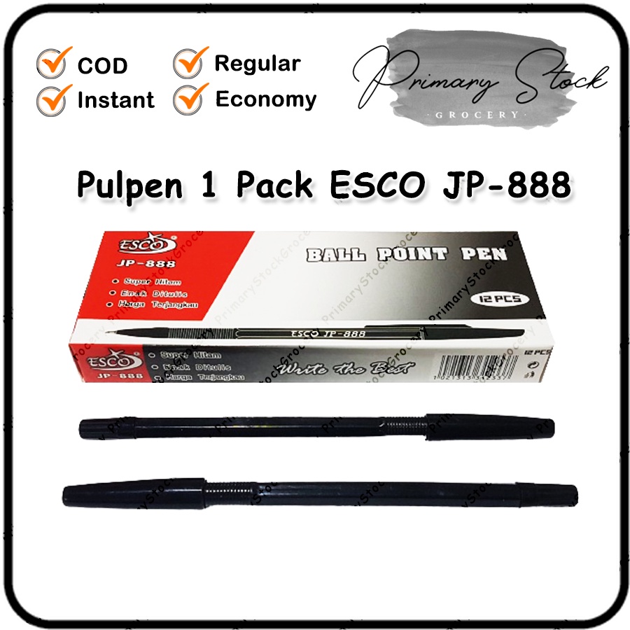Jual Pulpen Murah 1 Pack ESCO JP 888 Bolpoin 1 Lusin Pak Dus 12 pcs ...