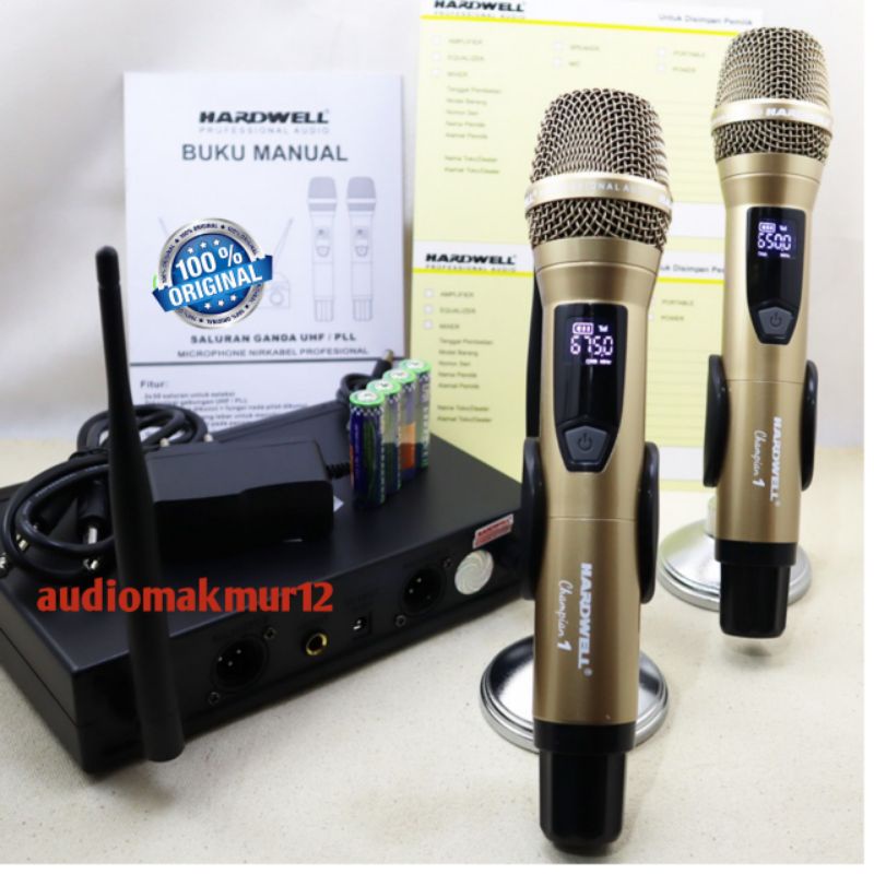 Jual Mic Wireless Hardwell Champion 1 original double mic handheld ...