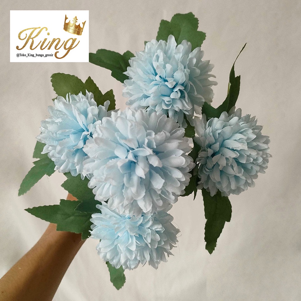 Jual Artificial Flower Pompom Mum 5 Head Bunga Palsu Plastik Buatan ...