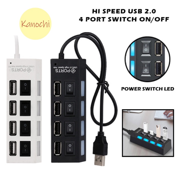 Jual USB Hub 4 Port Output On Off Saklar 4IN1 USB 2.0 High Speed Hub 4 IN 1 | Shopee Indonesia