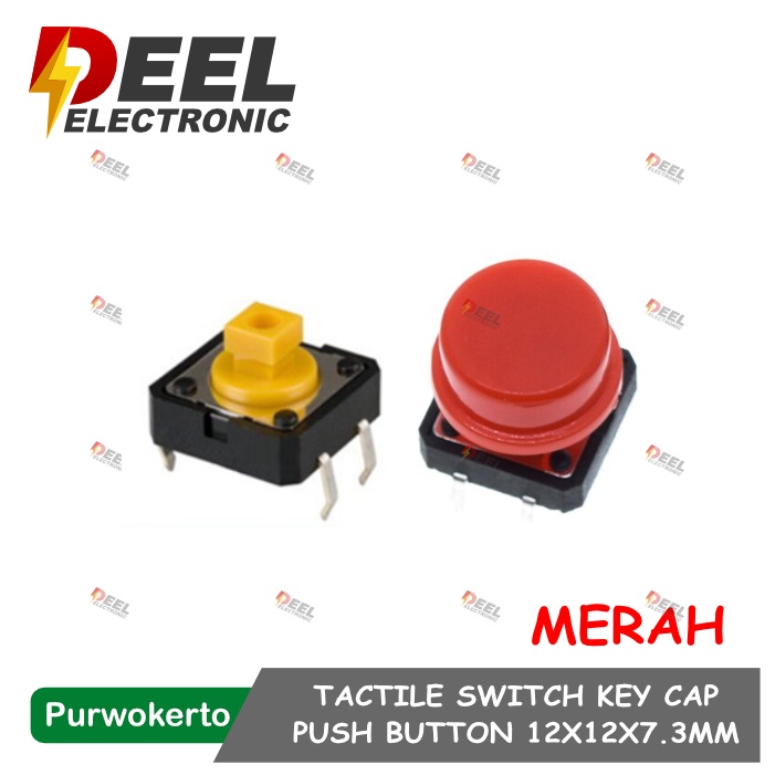 Jual TACTILE SWITCH KEY CAP RED PUSH BUTTON 12X12X7.3MM SWITCH 12X12 ...