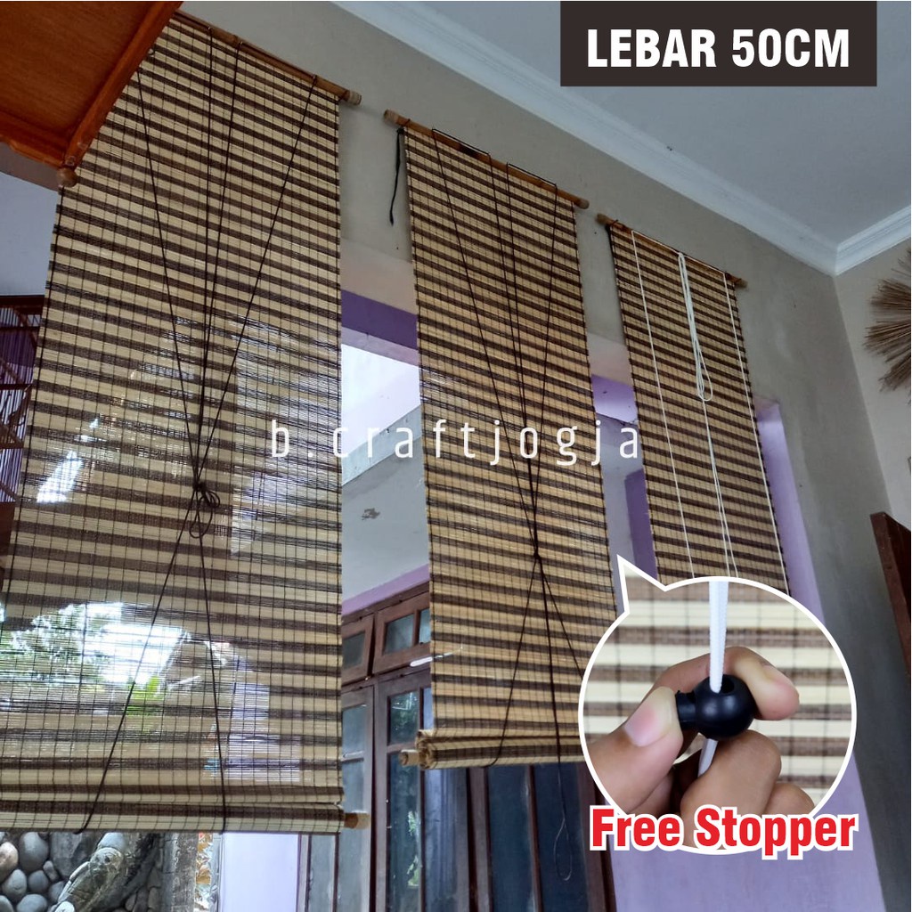Jual Tirai Bambu Tenun Lidi Gulung Motif Zebra Lebar 50 cm Panjang 180 cm - Kerajinan Tenun ...