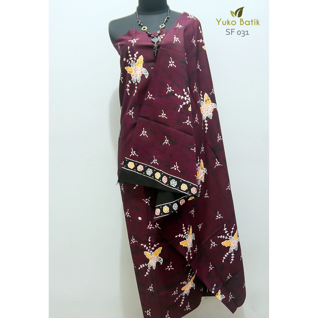 Jual Kain Batik Tulis Motif Bunga Ceprik Maroon | Shopee Indonesia