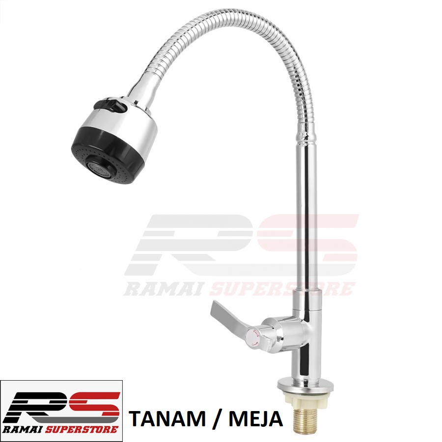 Jual Keran Angsa Fleksibel Kepala Besar Kran Cuci Piring Sink Stainless ...