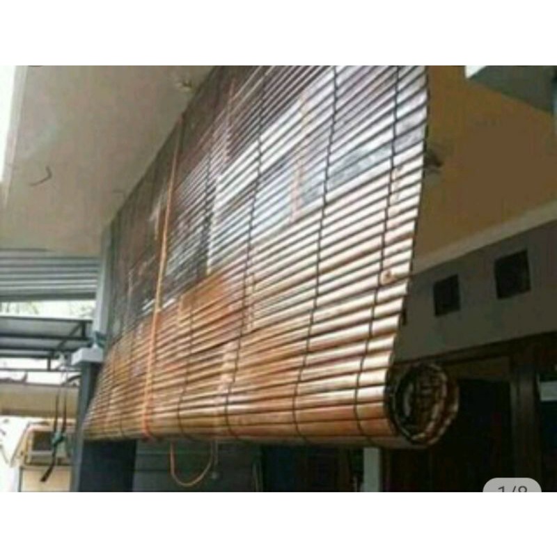 Jual Tirai Bambu Polos size 2m x 2m Vernis, katrol & tali Gorden Kerei Wide | Shopee Indonesia