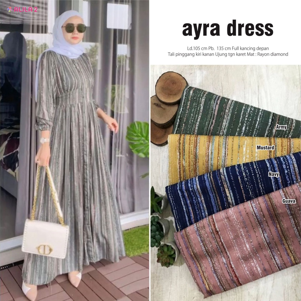 Jual AYRA DRESS BY ALILA | DRESS RAYON DIAMOND | DRESS GARIS-GARIS ...
