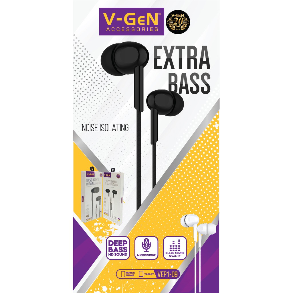 Jual Handsfree V-GeN VEP1-09 Wired Earphone Headset Original Clean ...