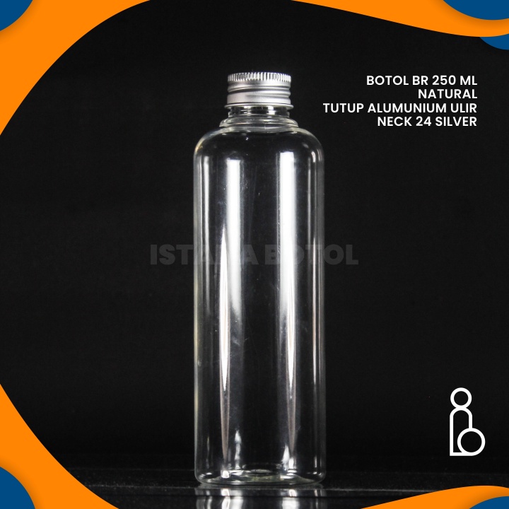 Jual BOTOL 250 ML BENING NATURAL CLEAR TUTUP ULIR ALMUNIUM SILVER NECK 24 | Shopee Indonesia