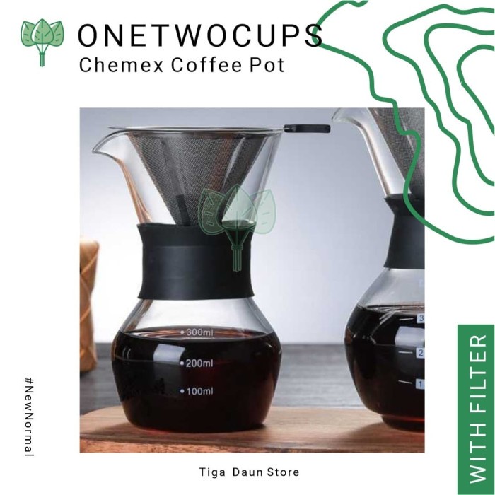 Jual Coffee Pot Chemex V60 Teko Kopi 300 ml With Stainless V60 Dripper ...