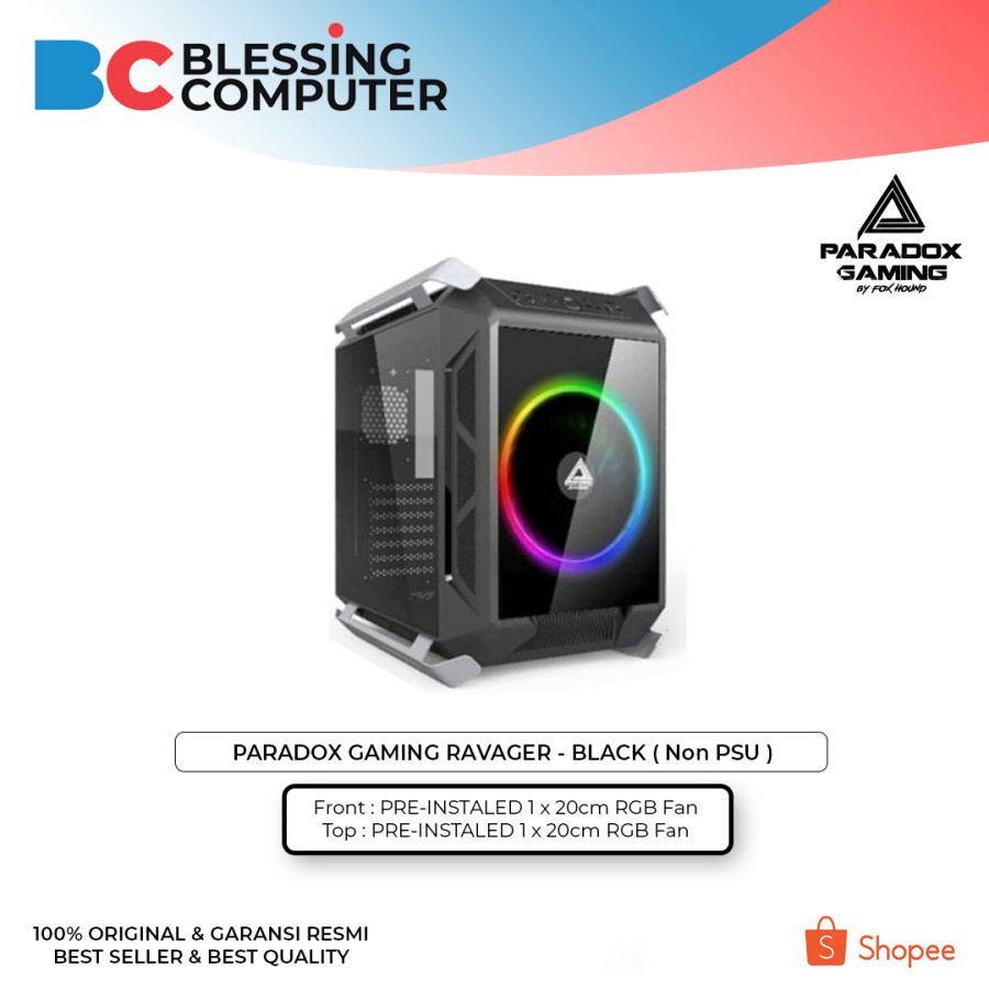 Jual Casing PARADOX RAVAGER Black - Non PSU / PARADOX GAMING RAVAGER ...