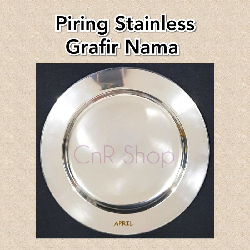 Jual piring stainless grafir custom nama gold plate engrave laser ...