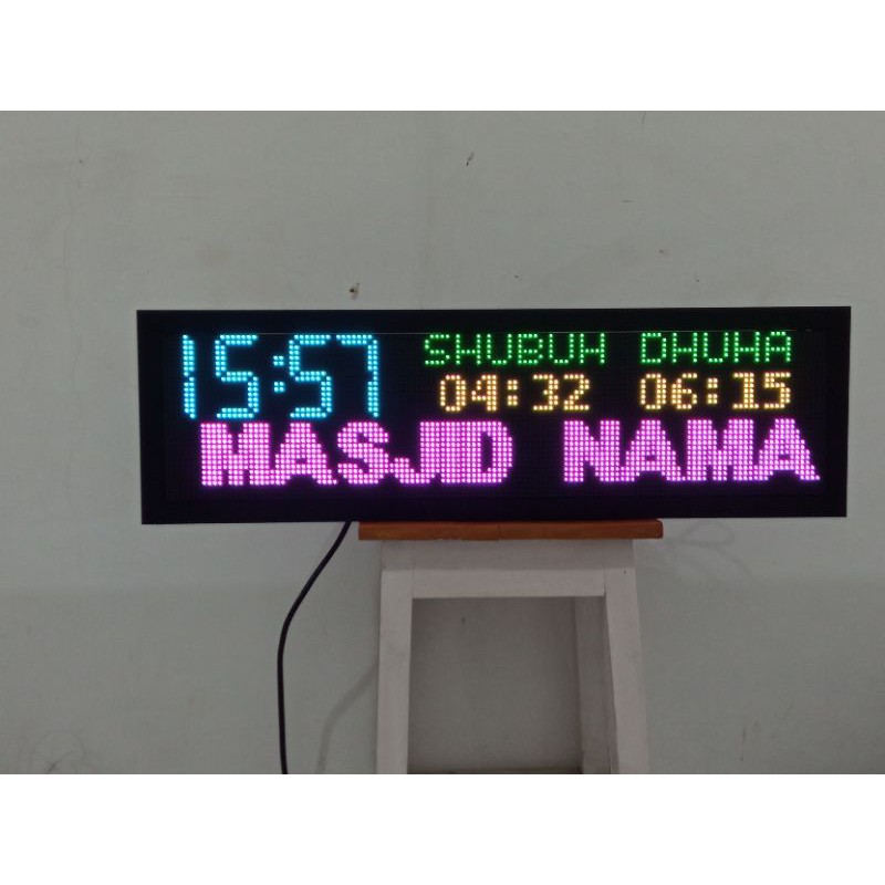 Jual Jam Sholat Running Text RGB P5 Uk.70x20cm jam masjid digital waktu ...