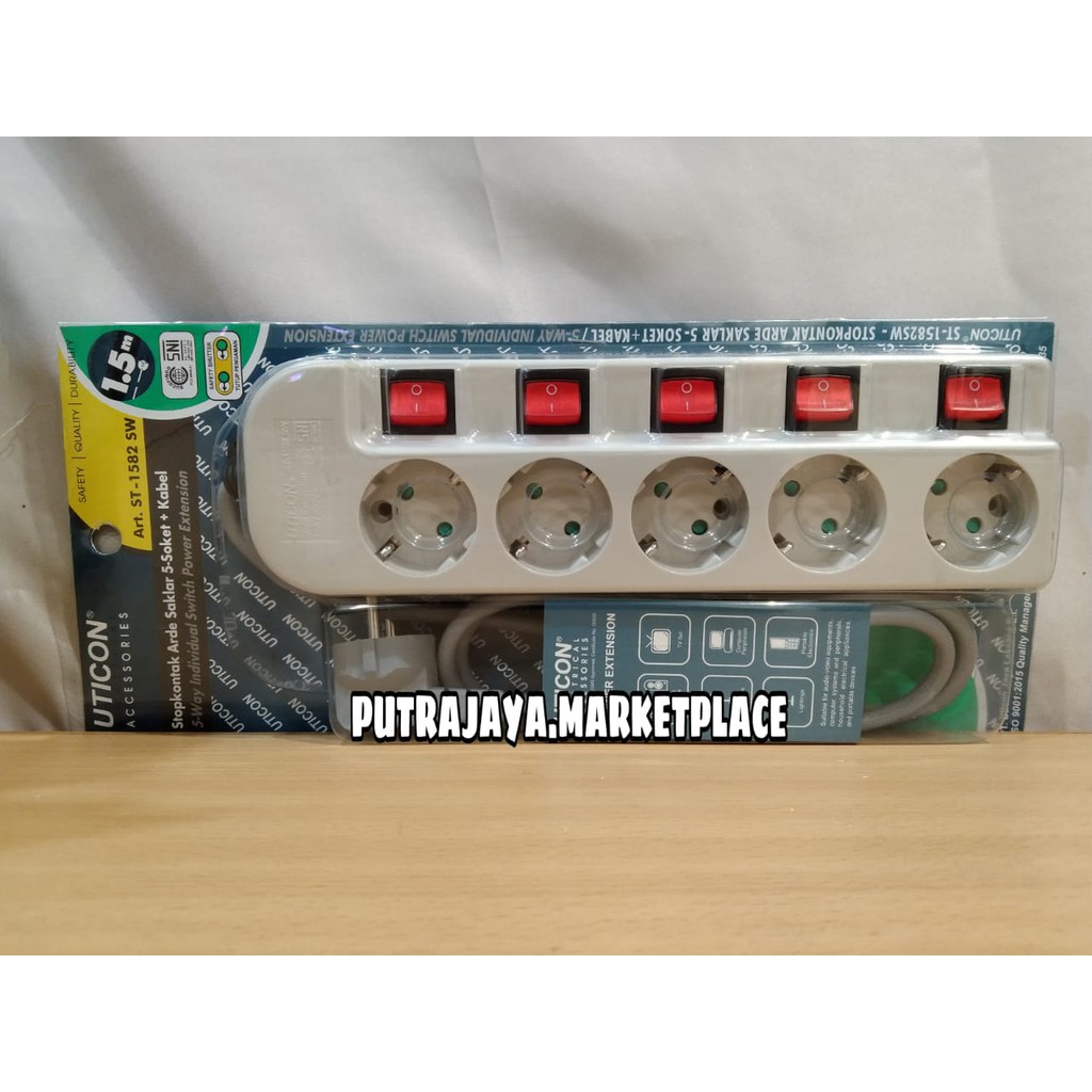 Jual Stop Kontak Uticon + Kabel 5L ST-1582SW | Shopee Indonesia