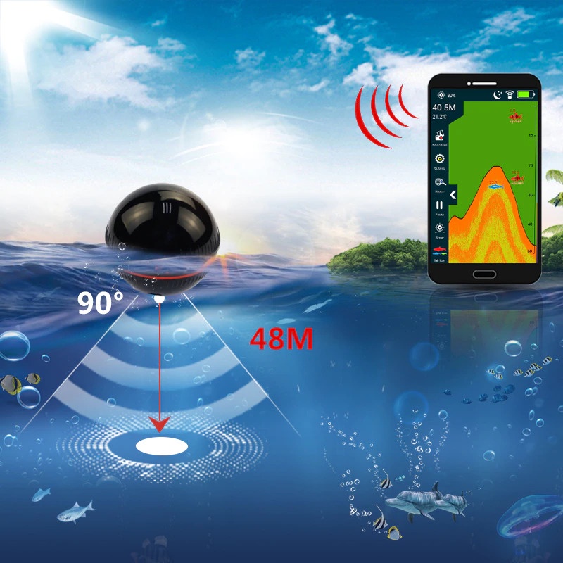 Jual Alat Pelacak Ikan Portable Wireless Fish Finder 48m Erchang XA02 ...