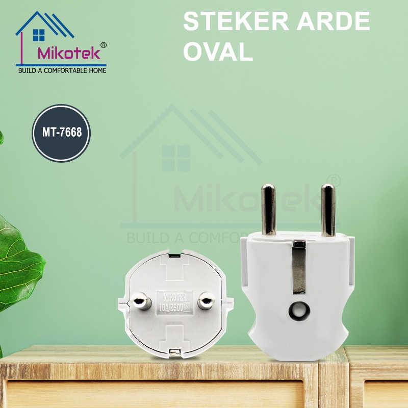 Jual MIKOTEK Steker Arde Oval / Colokan Listrik Bulat MT-7668 | Shopee ...