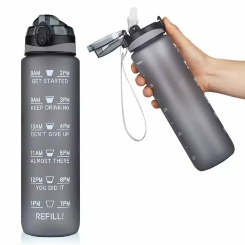 Jual Botol minum viral tritan BPA FREE 1L 1 liter / botol motivasi ...