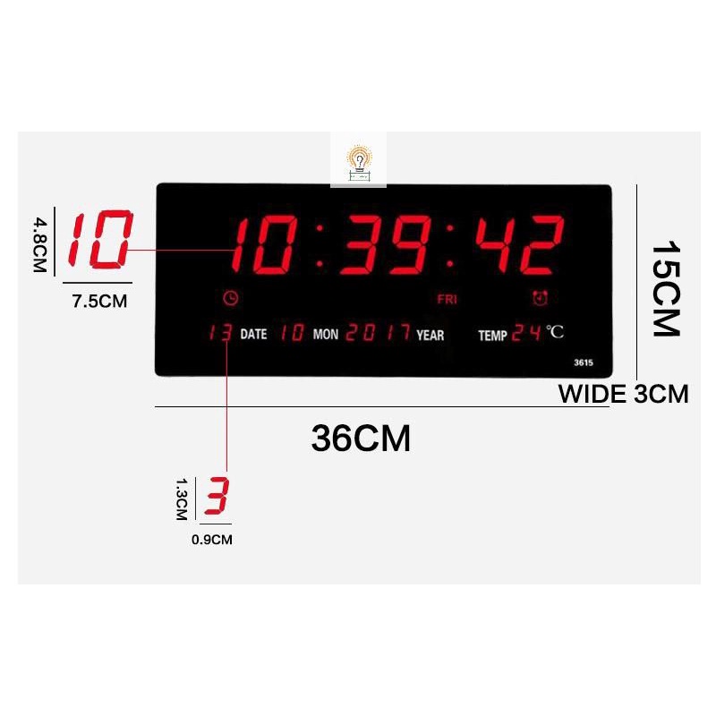 Jual JAM Digital Dinding / Digital Clock LED 3615 / Merah / Hijau ...