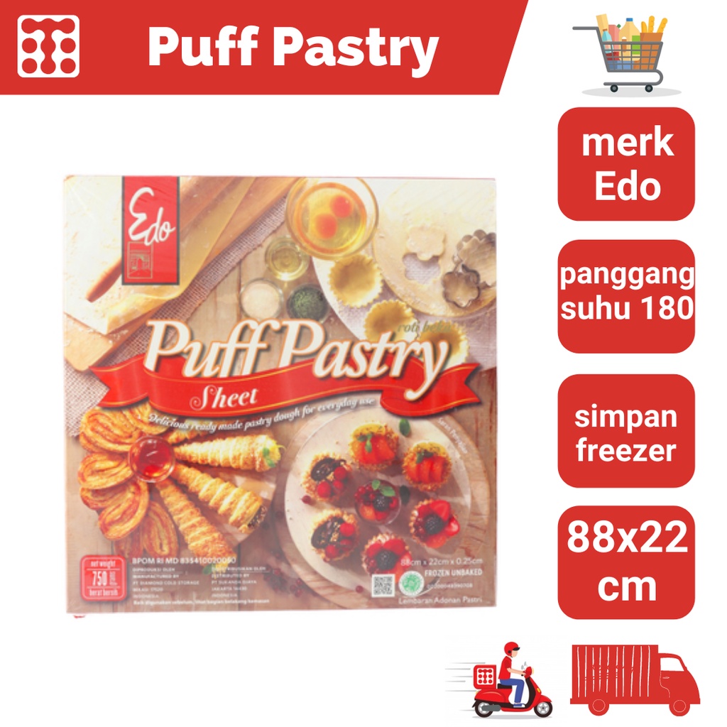 Jual Puff Pastry Sheet Edo/Adonan Pastry Siap Pakai Frozen | Shopee ...