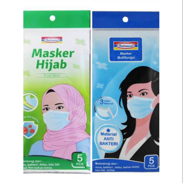 Jual Masker indomaret earloop hijab 3 lapis 3 ply anti bakteri nexcare ...