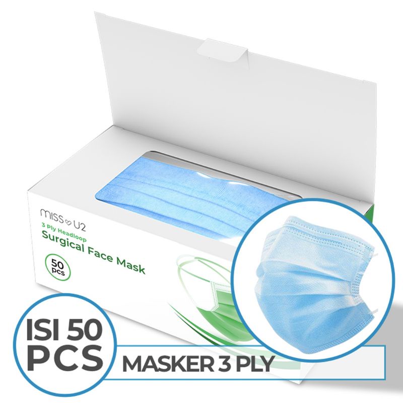Jual MISS U2 3 PLY DISPOSABLE FACE MASK HEADLOOP (50 pcs) | Shopee ...