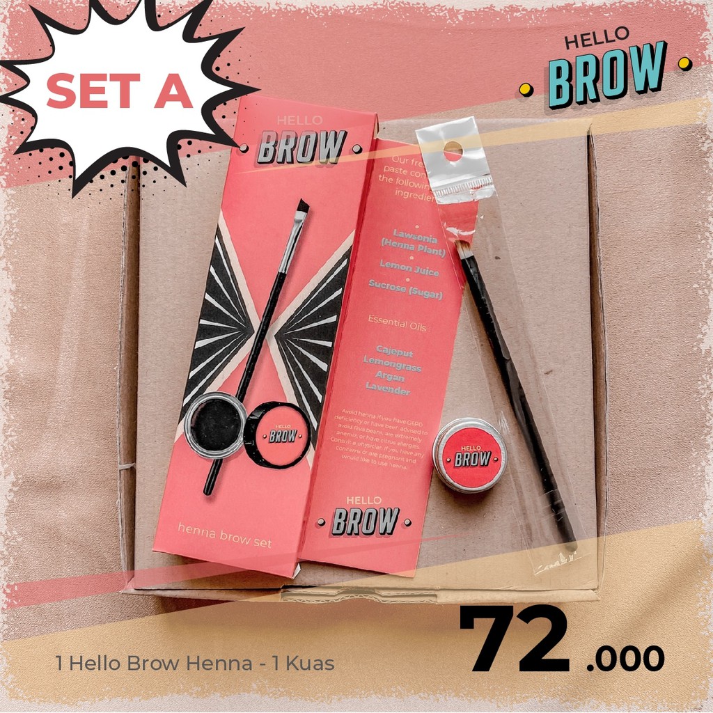 Jual Hello Brow Set A (Henna + Kuas) - Henna Alis Arab Dari Bahan Alami ...
